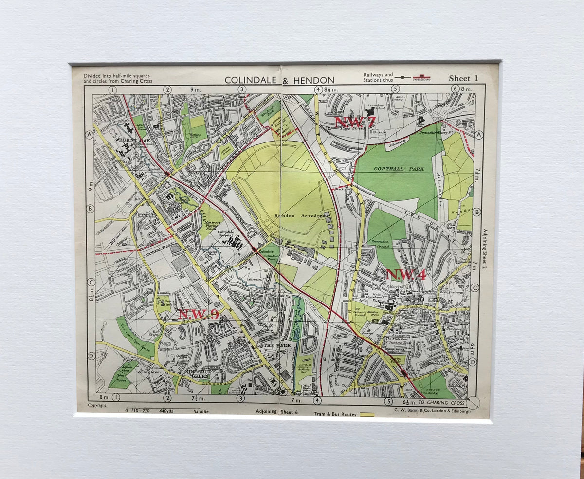 Mounted 1947 Street Plan of Colindale and Hendon. – The Map Man